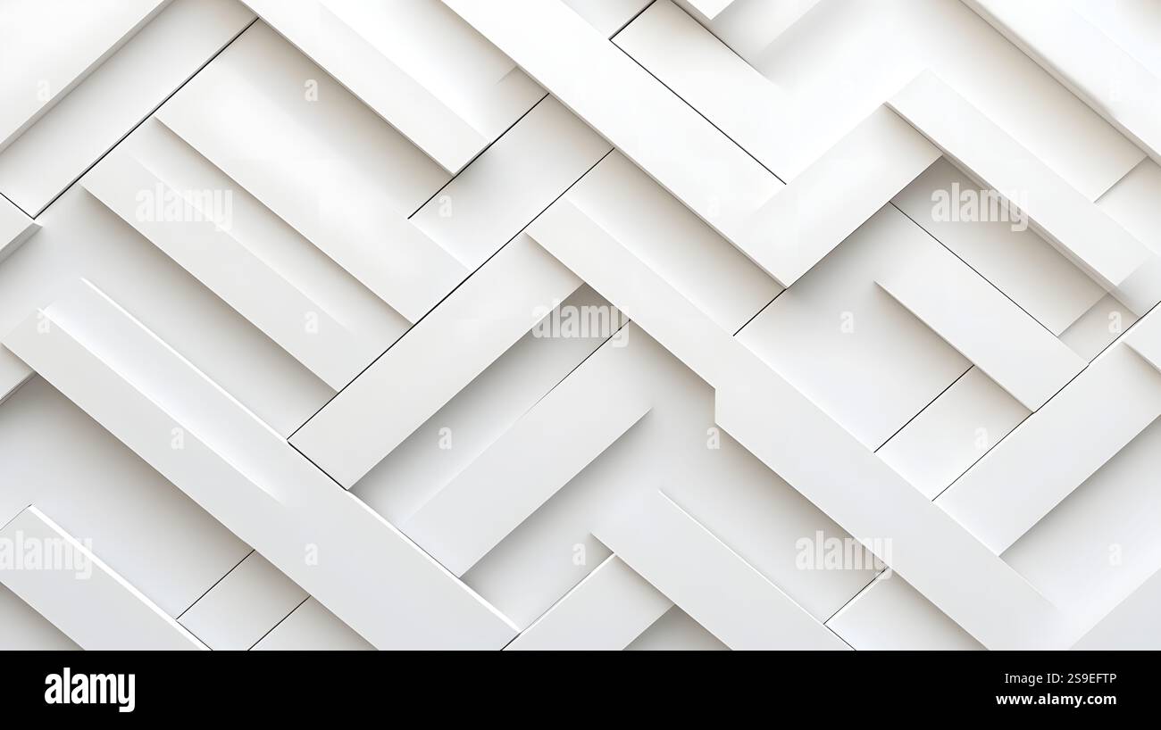 Interlocking Geometric Rectangles In Clean White Tones 3d Abstract Background With Subtle