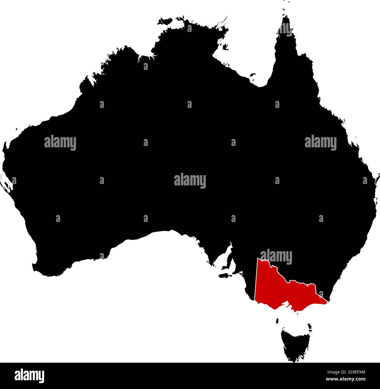 Map of Australia in black, Victoria is highlighted in red Stock Vector ...