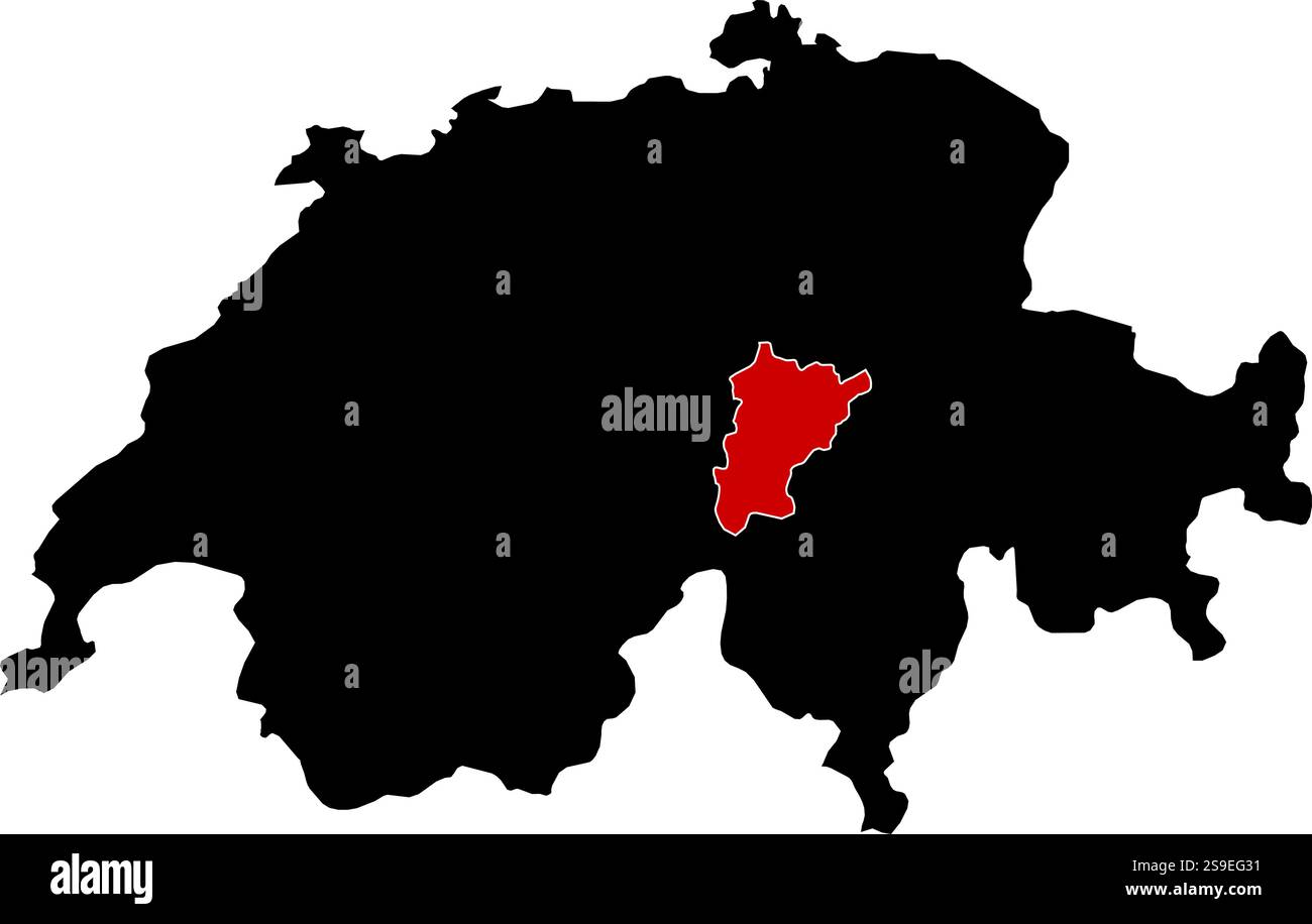 Map of Swizerland in black, Uri is highlighted in red Stock Vector ...