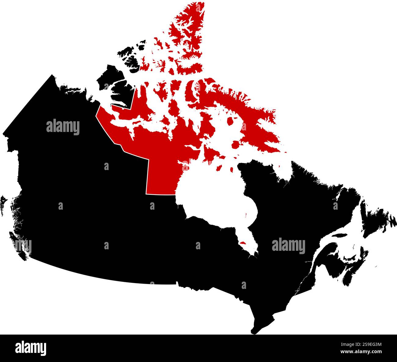 Map of Canada in black, Nunavut is highlighted in red Stock Vector ...