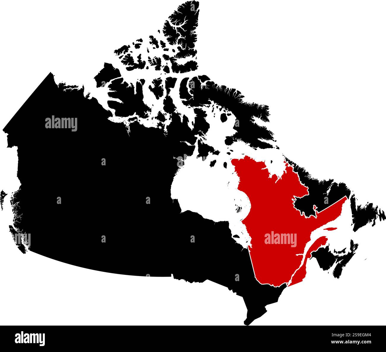 Map of Canada in black, Quebec is highlighted in red Stock Vector Image ...