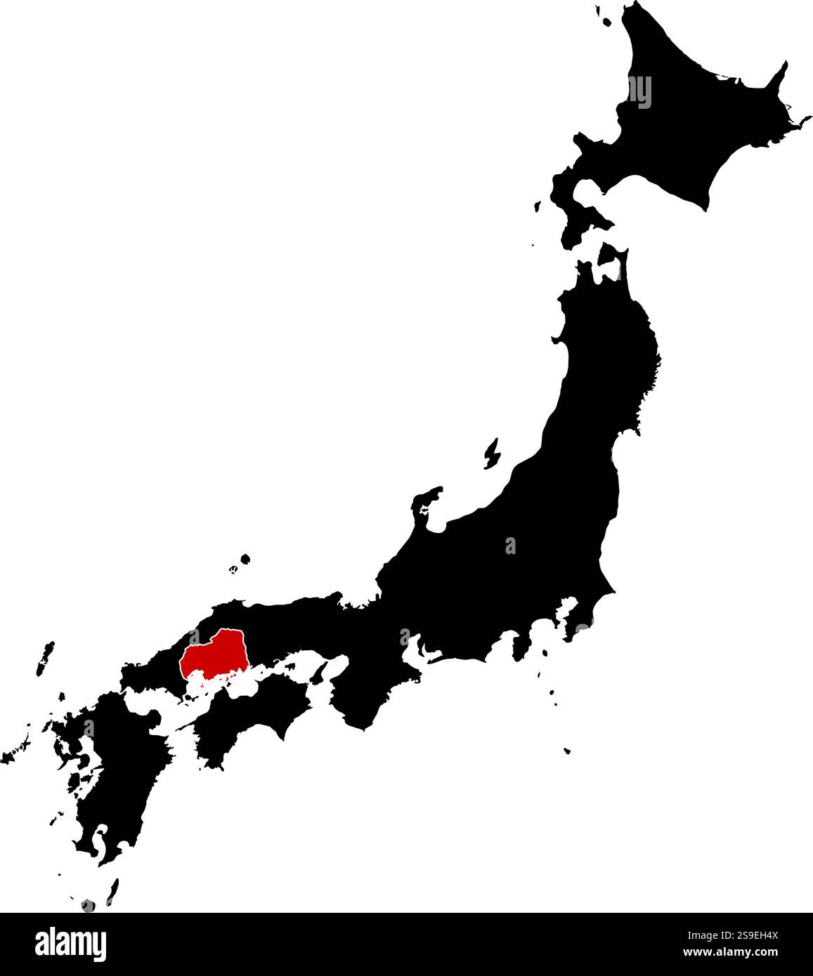 Map of Japan in black, Hiroshima is highlighted in red Stock Vector ...