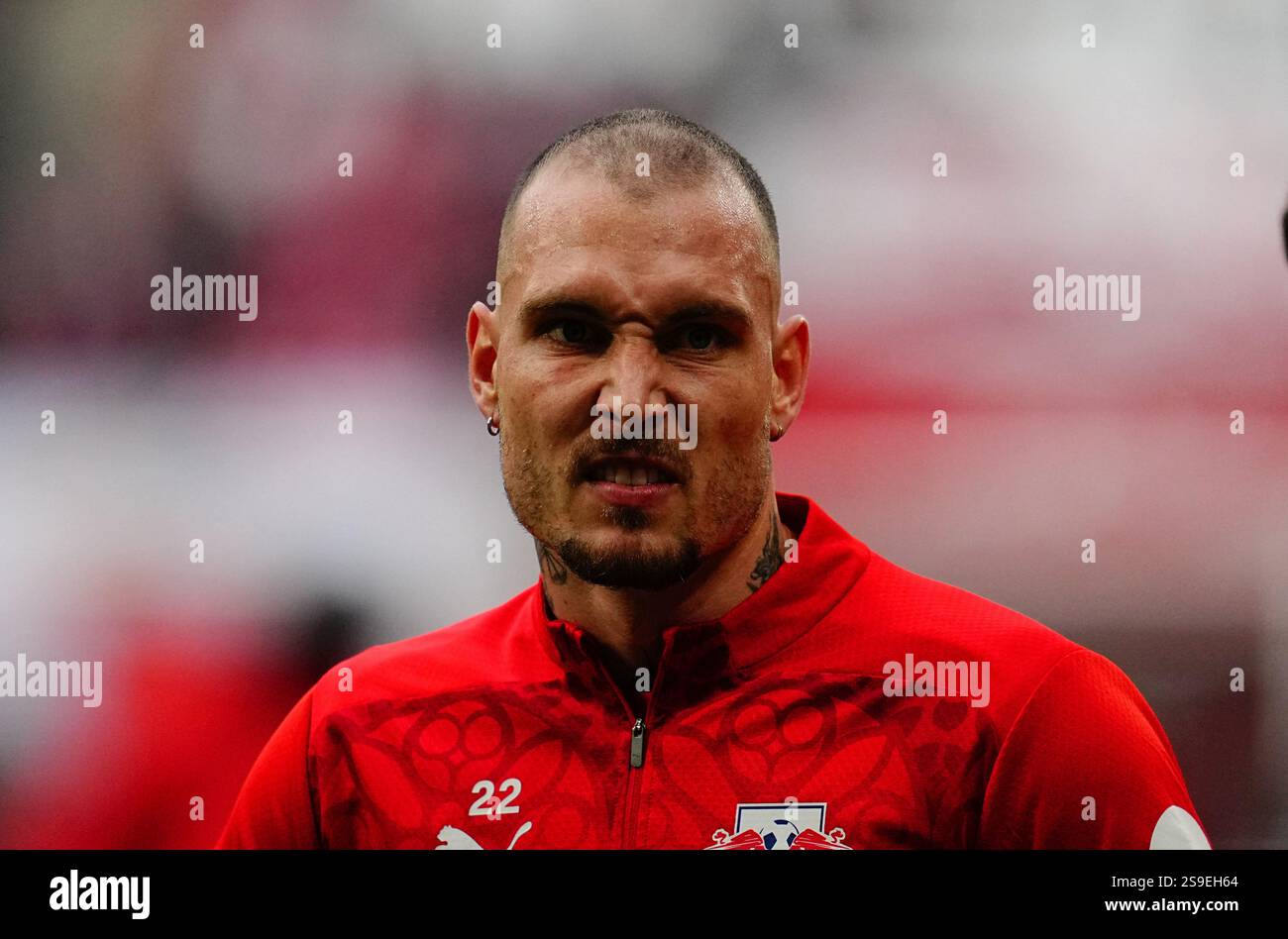 January 25 2025: David Raum (RB Leipzig) looks on during a 1 ...