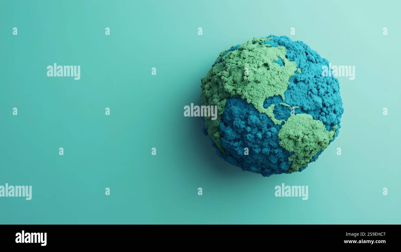 Overlapping green and blue shapes forming a stylized representation of ...