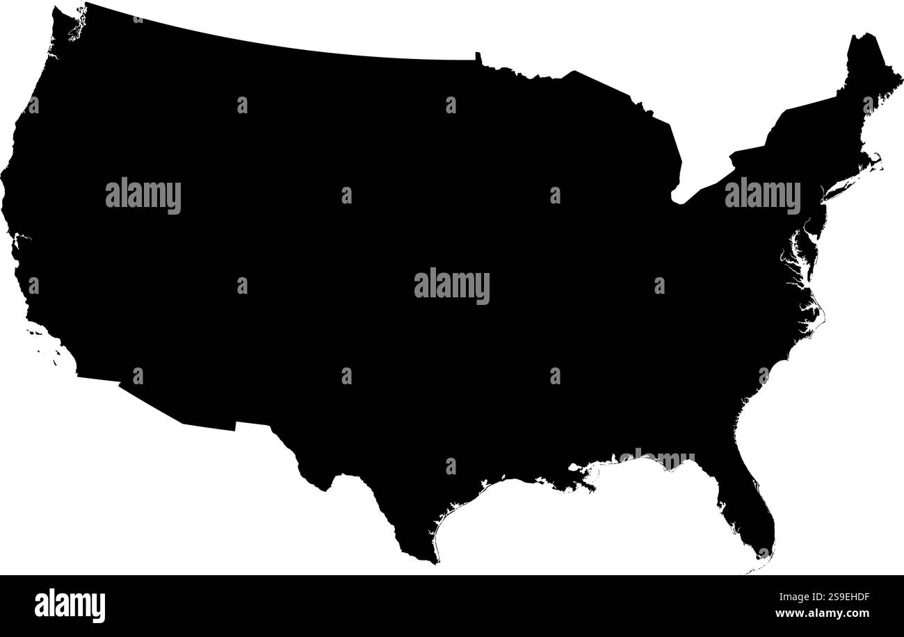 Map of United States in black Stock Vector Image & Art - Alamy