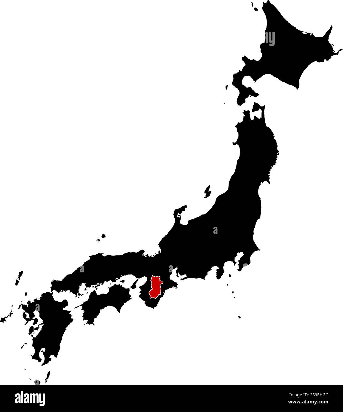 Map of Japan in black, Nara is highlighted in red Stock Vector Image ...