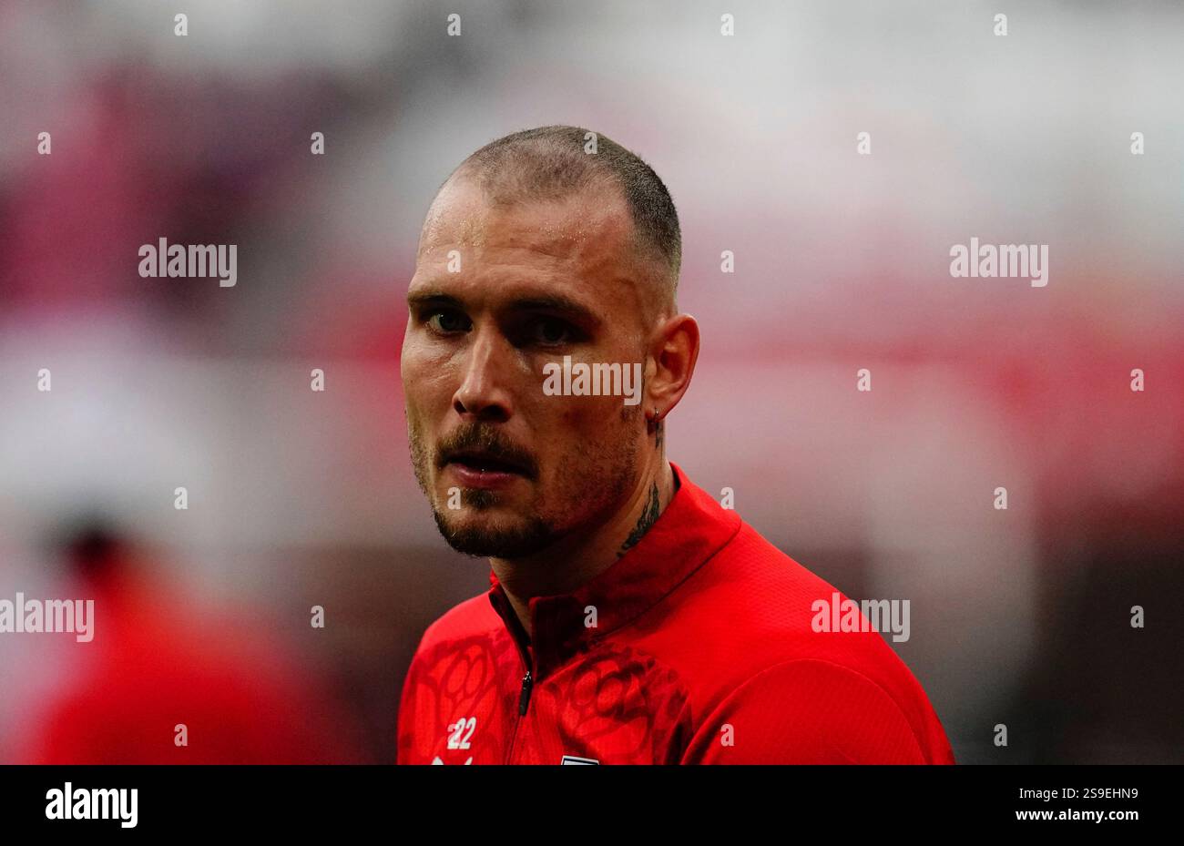 January 25 2025: David Raum (RB Leipzig) looks on during a 1 ...