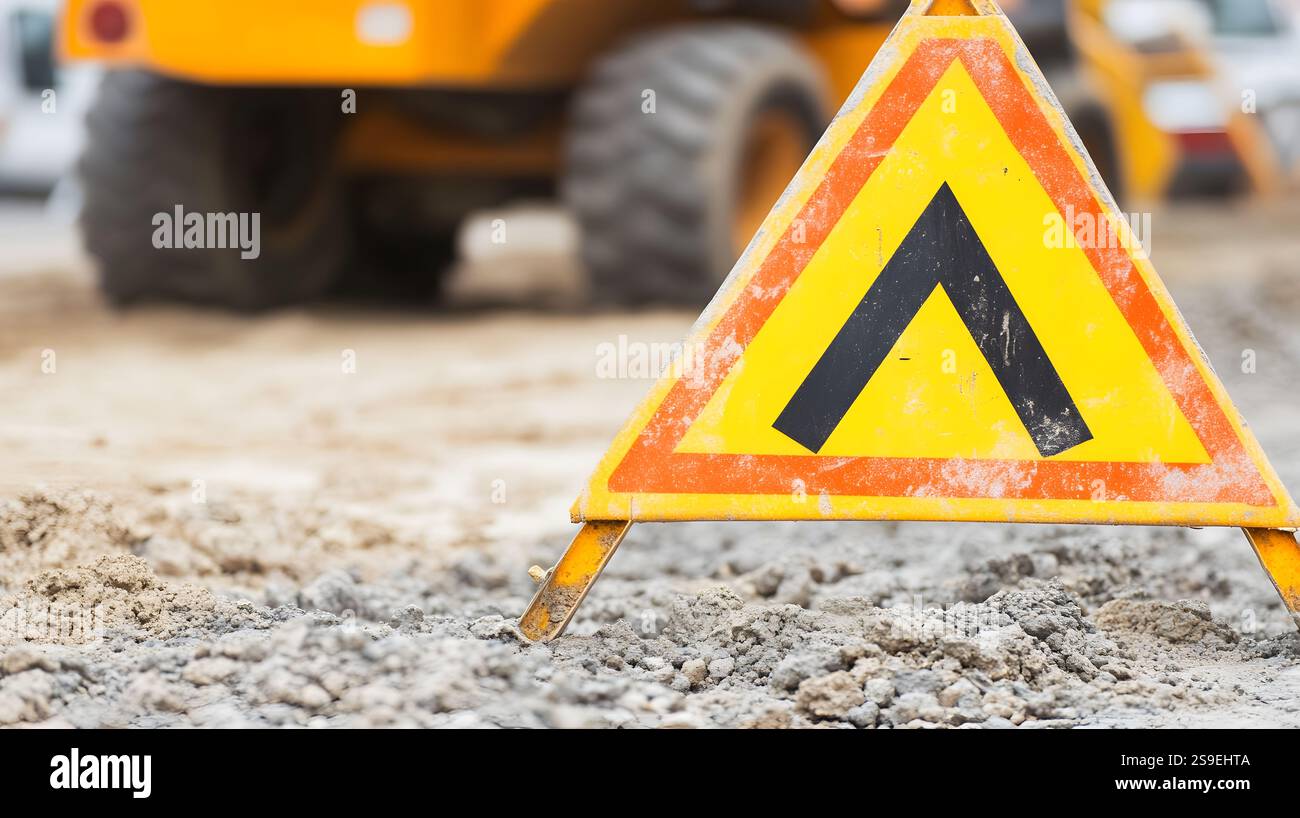 Road Work Warning Sign and Construction Site Overlay Isolated on White Background. Construction ...