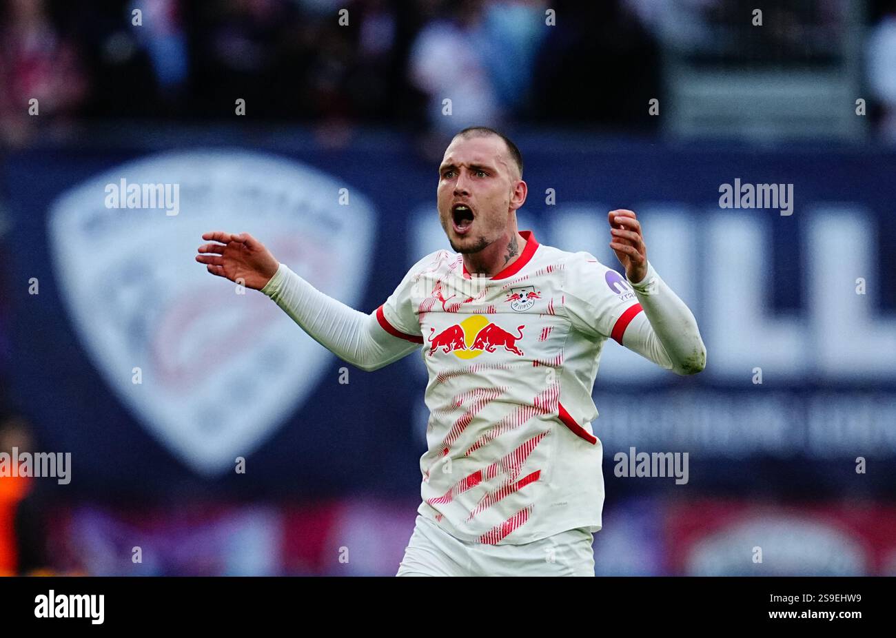 January 25 2025: David Raum (RB Leipzig) celebrates during a 1 ...
