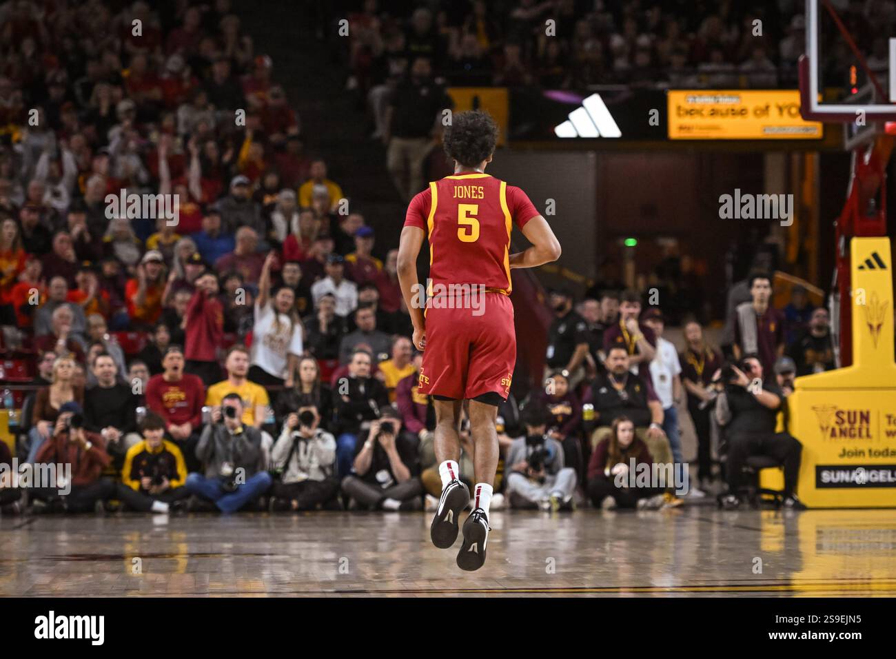 Iowa State Cyclones guard Curtis Jones (5) celebrates after making an ...