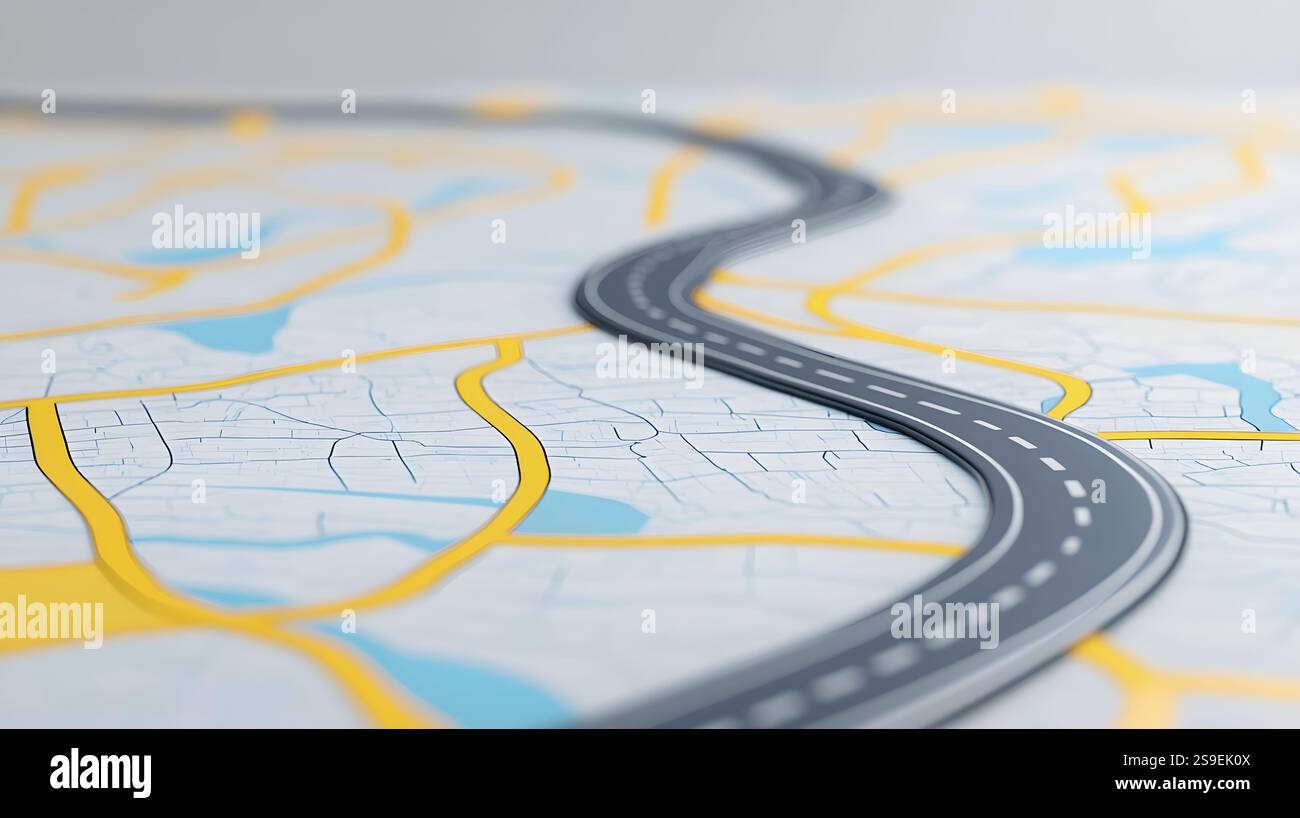 Intersection Roads Blended with Abstract Map Overlay,Highlighting ...