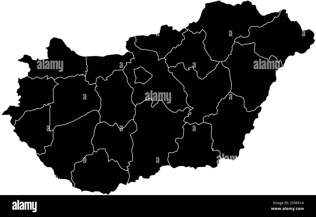Map of Hungary in black with the provinces Stock Vector Image & Art - Alamy