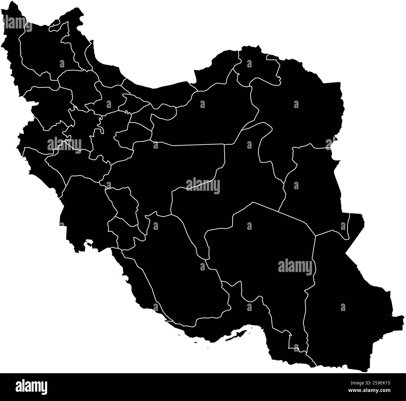 Map of Iran in black with the provinces Stock Vector Image & Art - Alamy