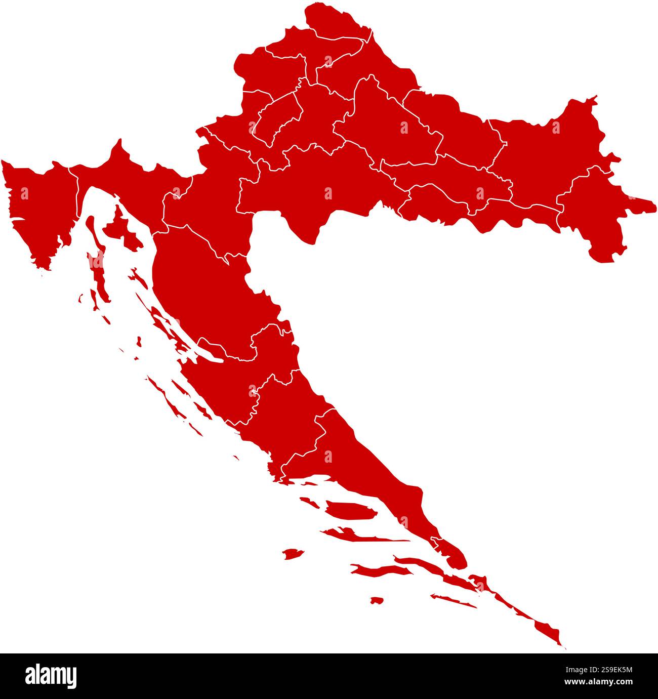 Map of Croatia in black with the provinces Stock Vector Image & Art - Alamy