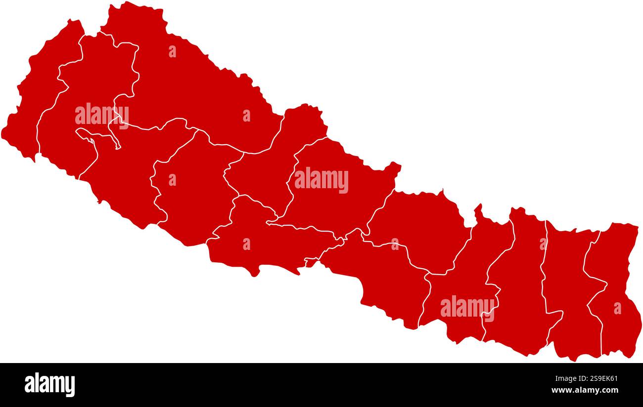 Map of Nepal in black with the provinces Stock Vector Image & Art - Alamy