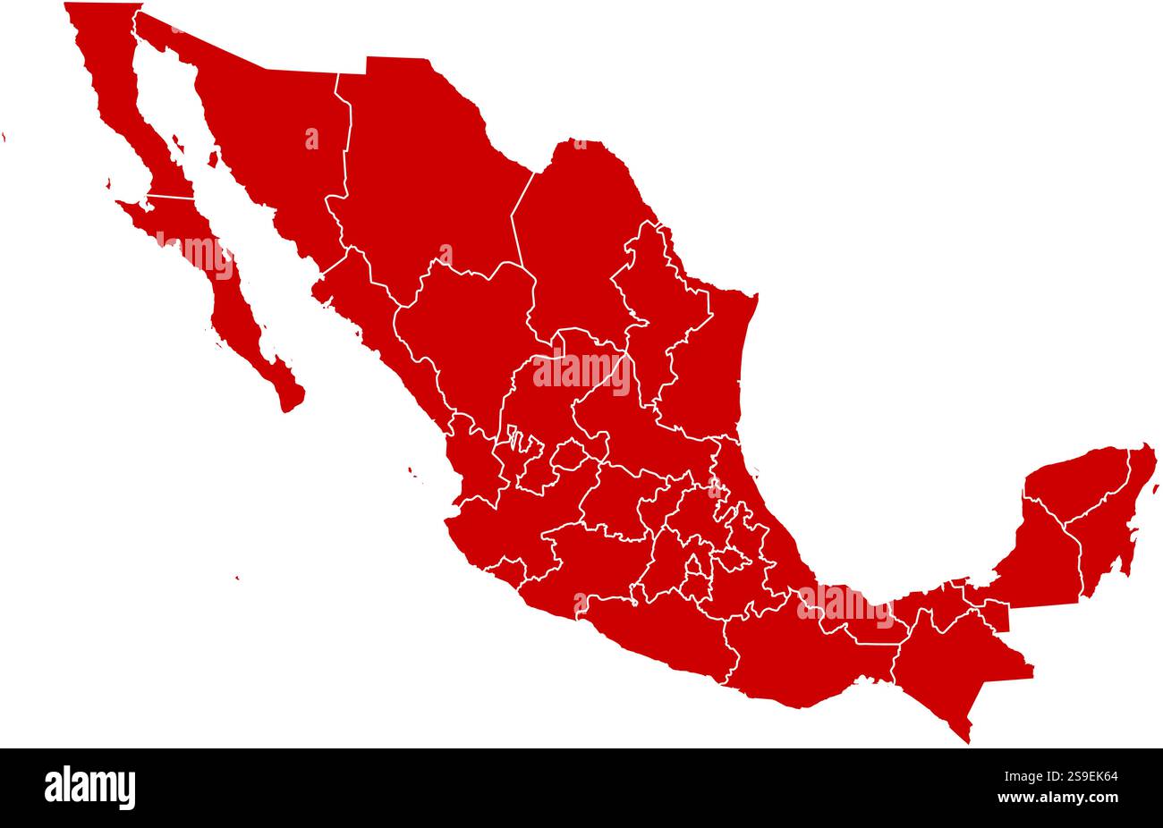 Map of Mexico in black with the provinces Stock Vector Image & Art - Alamy