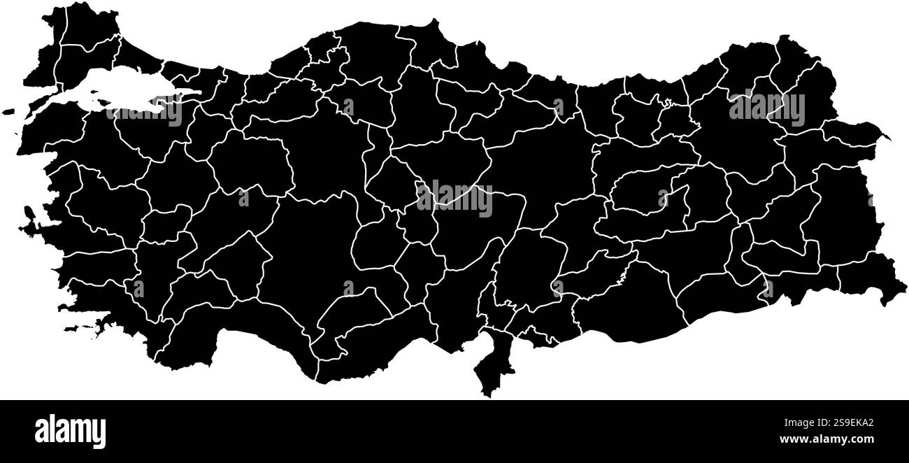 Map of Turkey in black with the provinces Stock Vector Image & Art - Alamy