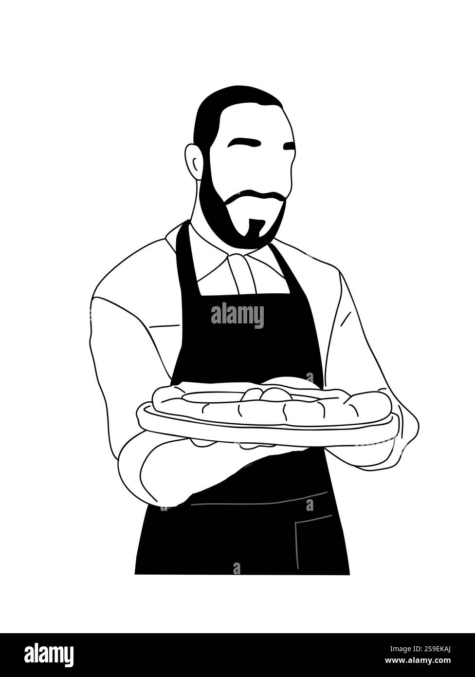 Small business owner wearing apron holding pizza Stock Vector Image ...