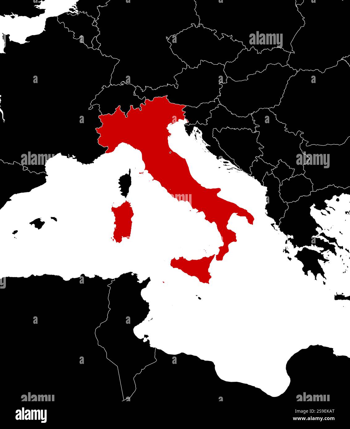 Map of Italy and nearby countries in black Stock Vector Image & Art - Alamy