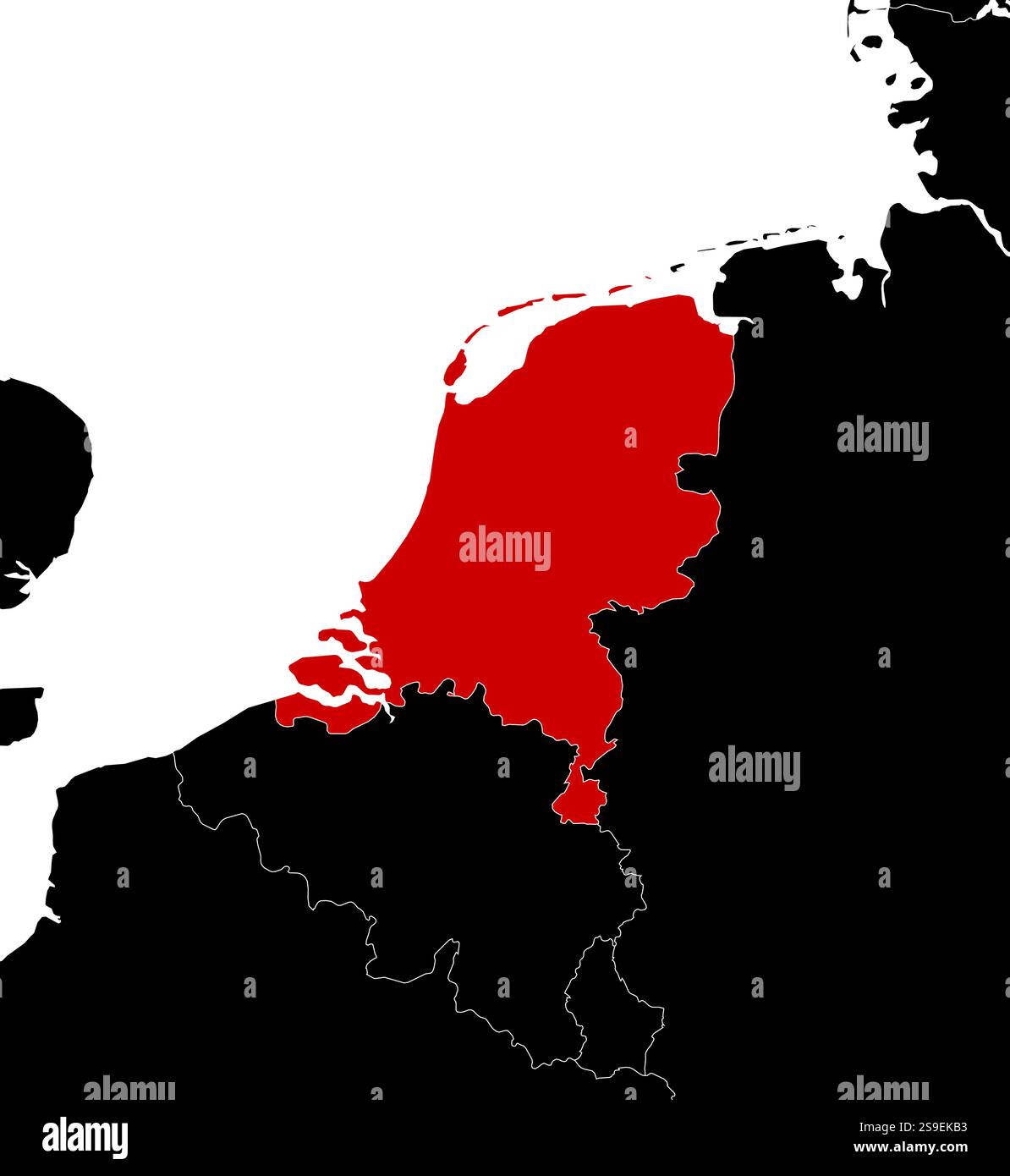 Map of Netherlands and nearby countries in black Stock Vector Image ...