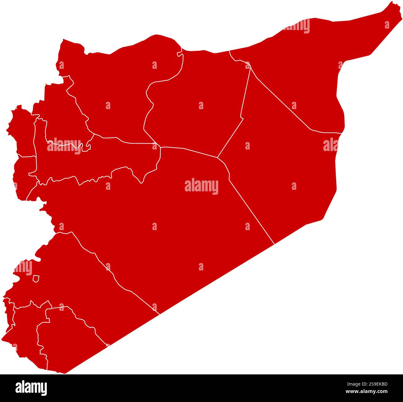 Map of Syria in black with the provinces Stock Vector Image & Art - Alamy