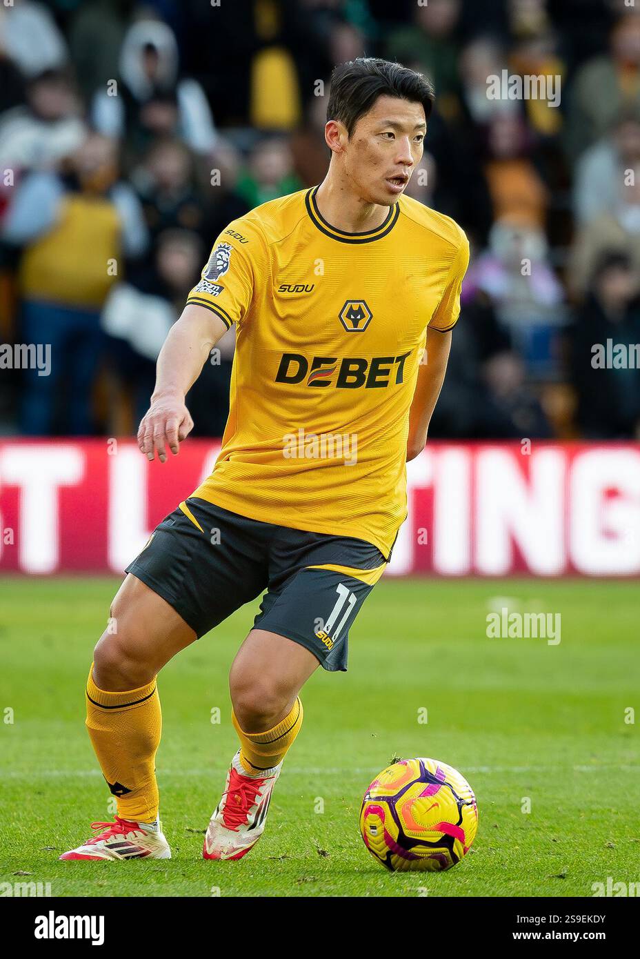 Wolverhampton, England, 25th January 2025. Hwang Hee-Chan of Wolverhampton Wanderers during the ...