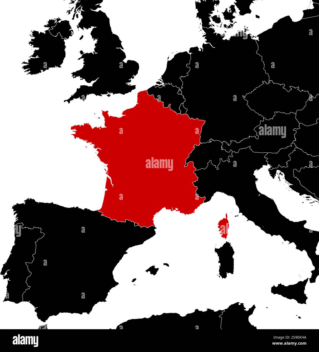 Map of France and nearby countries in black Stock Vector Image & Art ...