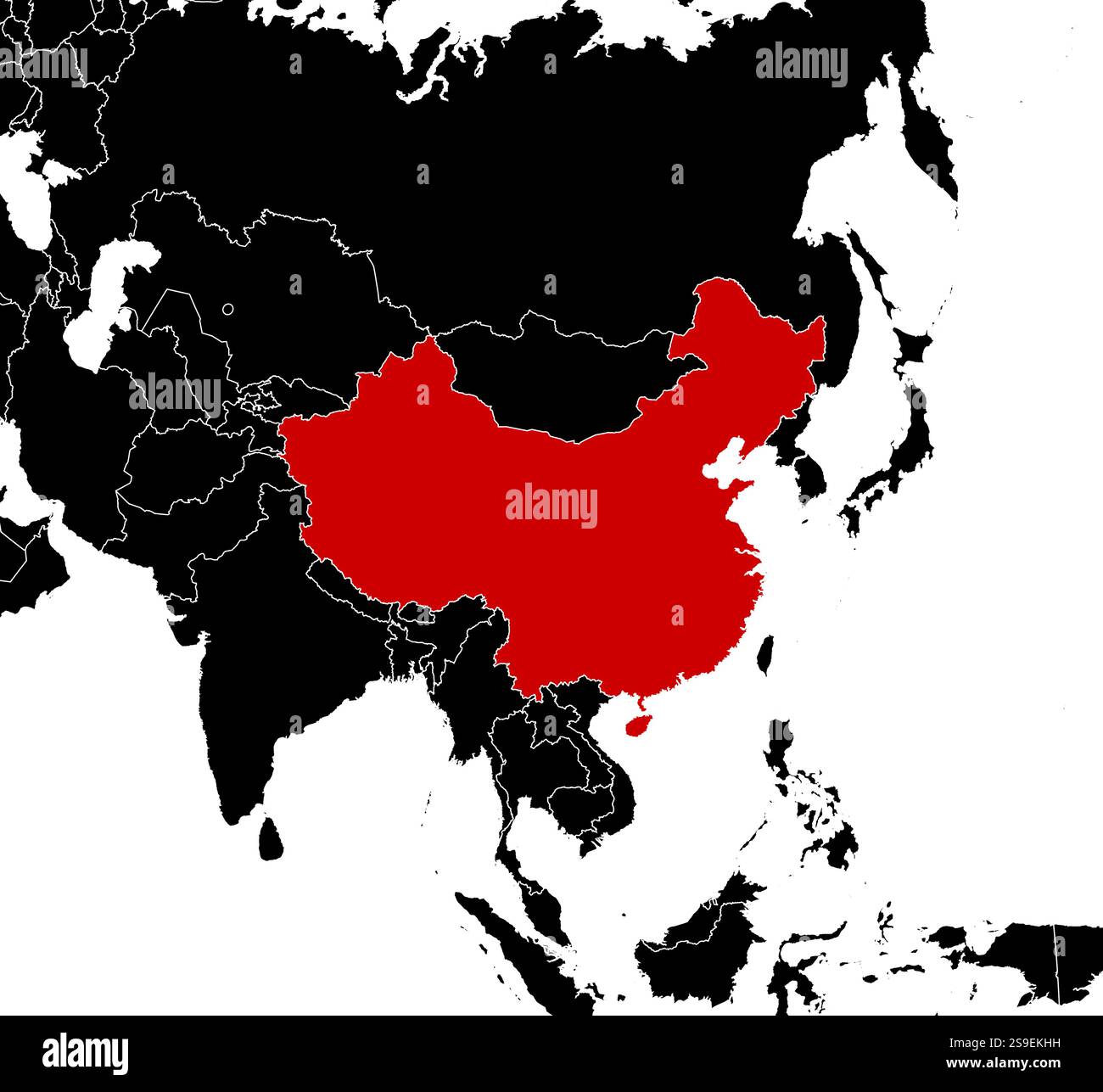 Map of China and nearby countries in black Stock Vector Image & Art - Alamy