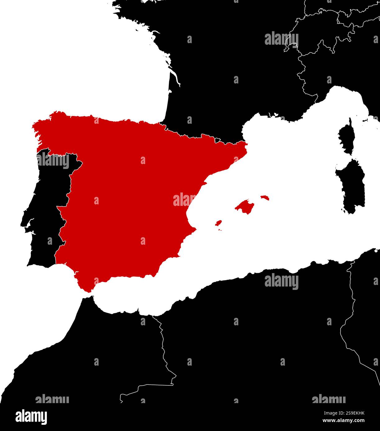 Map of Spain and nearby countries in black Stock Vector Image & Art - Alamy