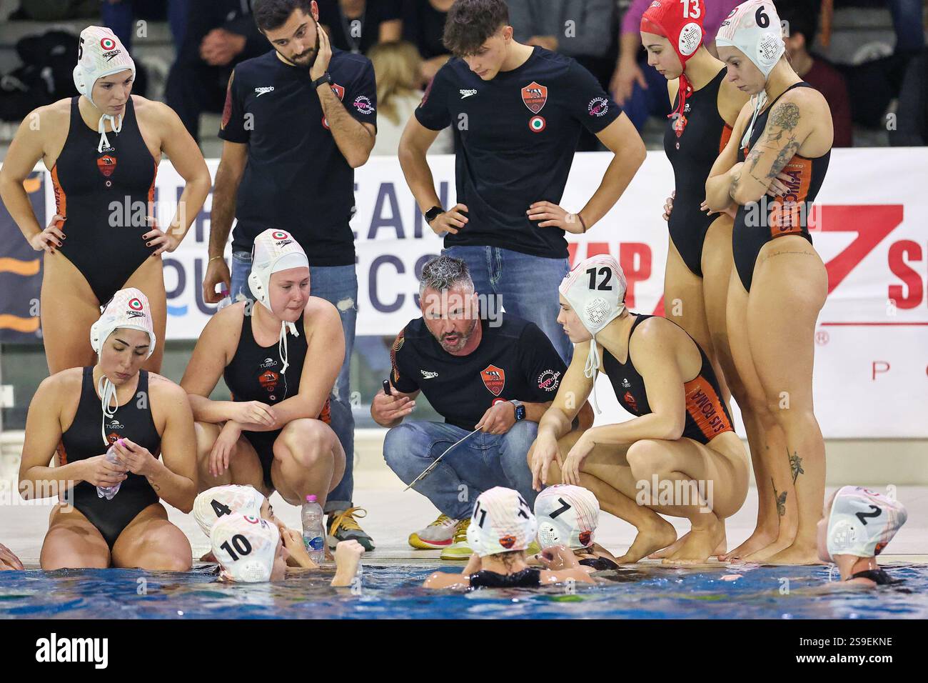 time out SIS Roma during SIS Roma vs GZC Donk, Waterpolo Women's ...
