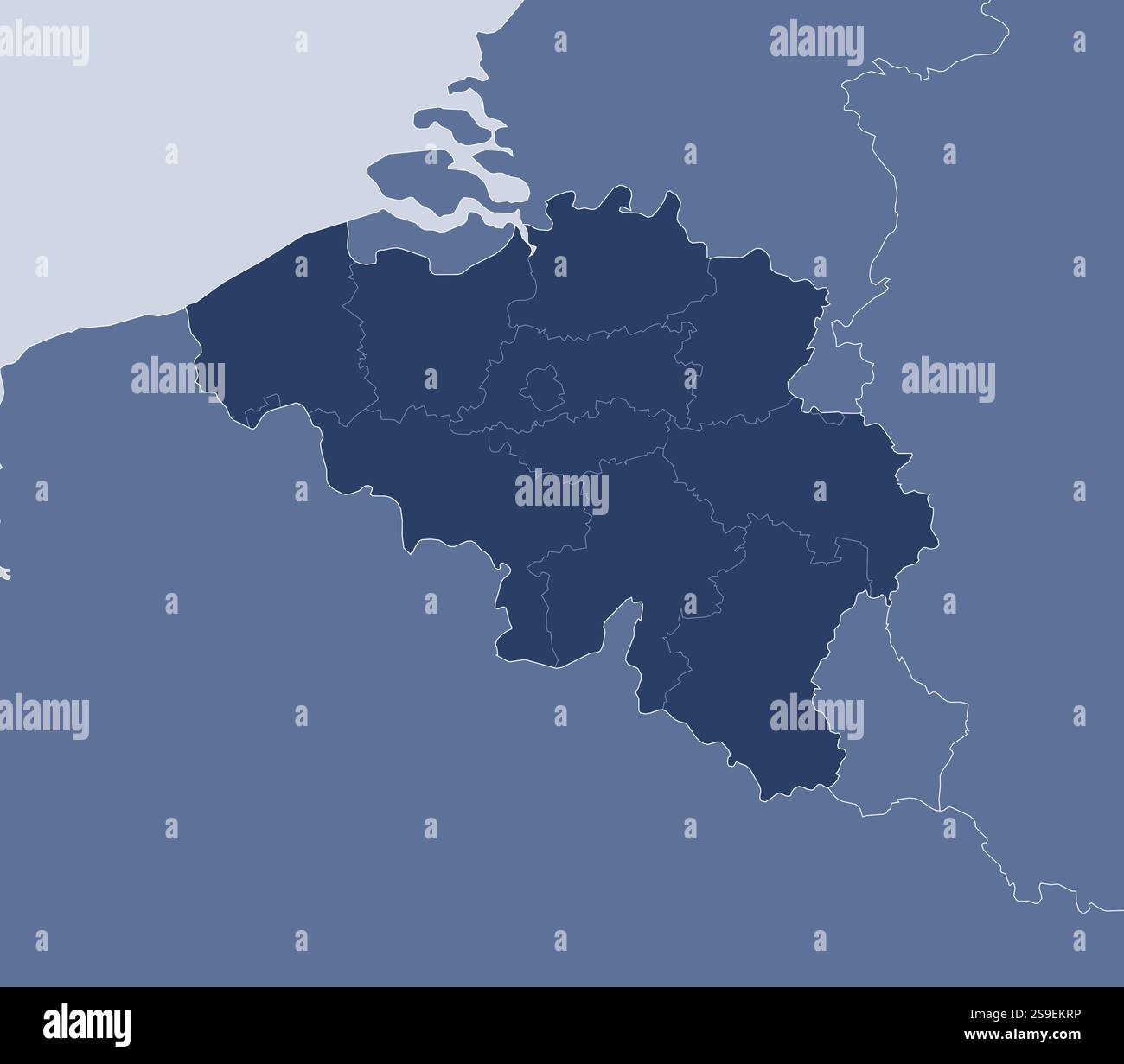 Map of Belgium and nearby countries, Belgium is highlighted Stock ...