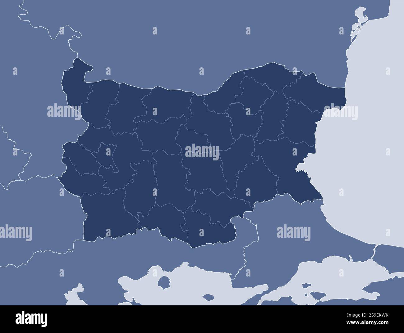 Map of Bulgaria and nearby countries, Bulgaria is highlighted Stock ...