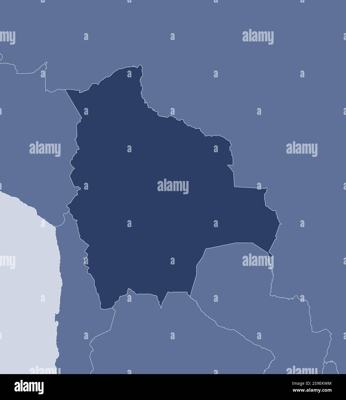Map of Bolivia and nearby countries, Bolivia is highlighted Stock ...