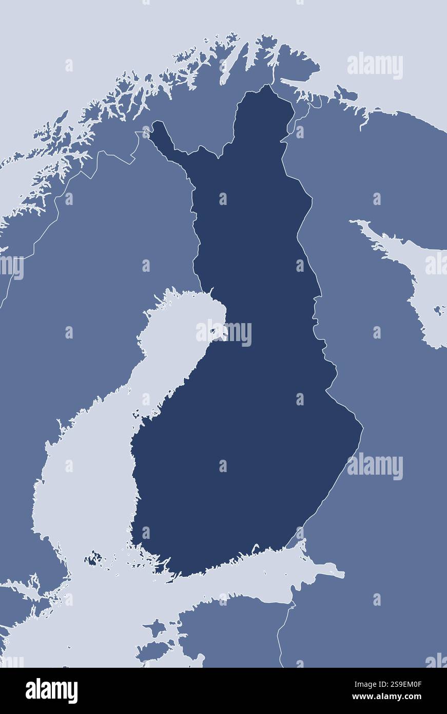 Map of Finland and nearby countries, Finland is highlighted Stock ...