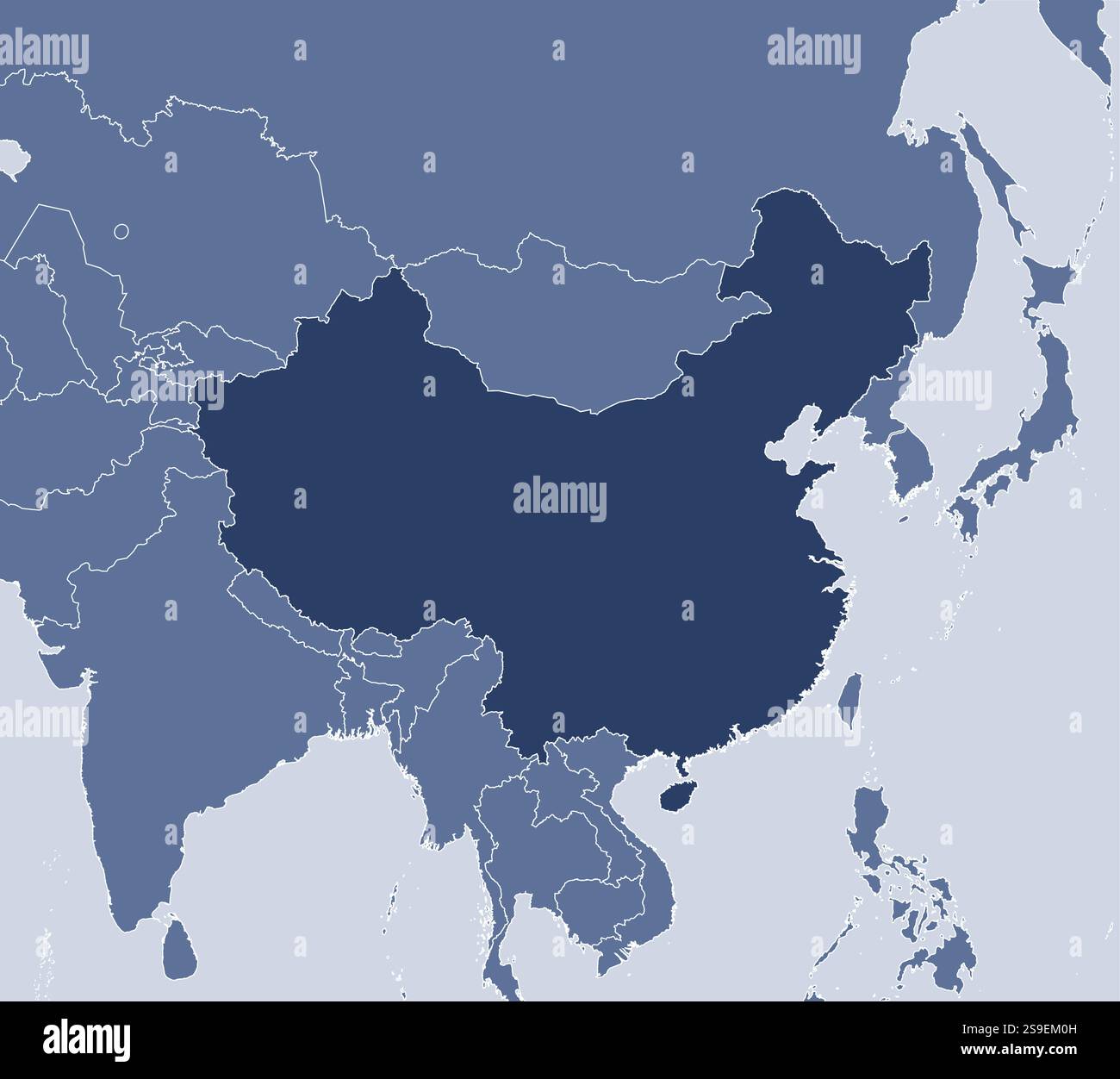 Map of China and nearby countries, China is highlighted Stock Vector ...
