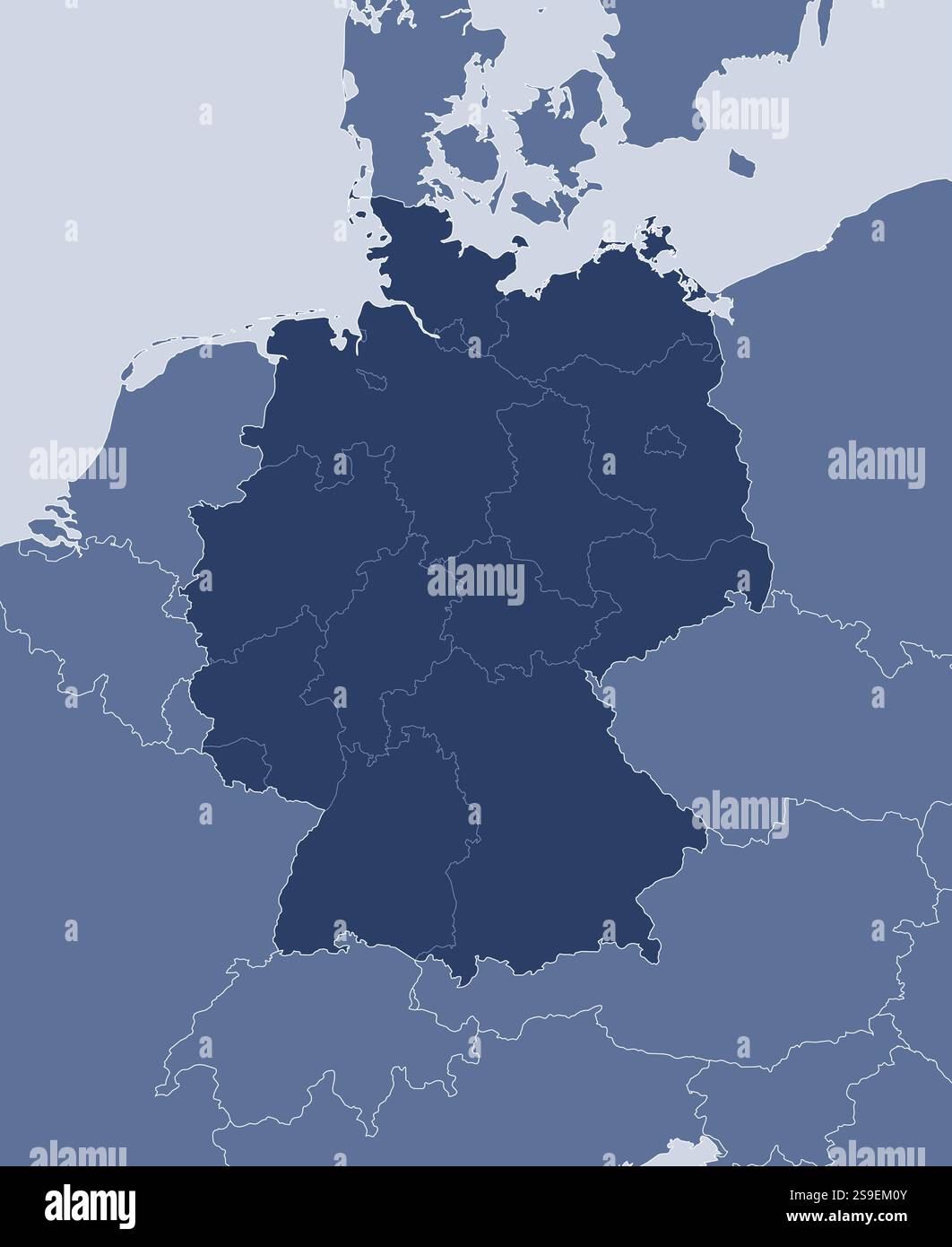 Map of Germany and nearby countries, Germany is highlighted Stock ...