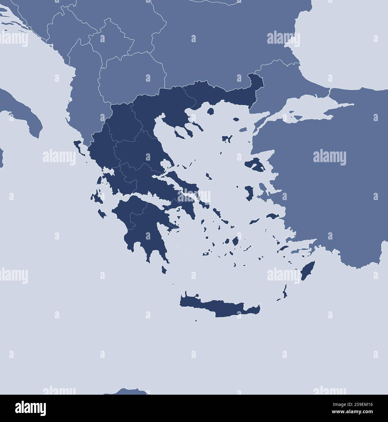 Map of Greece and nearby countries, Greece is highlighted Stock Vector ...
