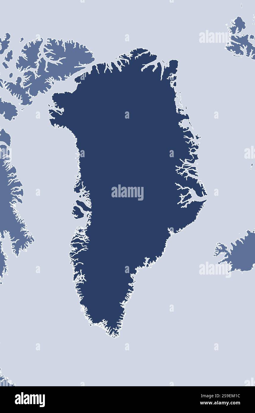 Map of Greenland and nearby countries, Greenland is highlighted Stock ...