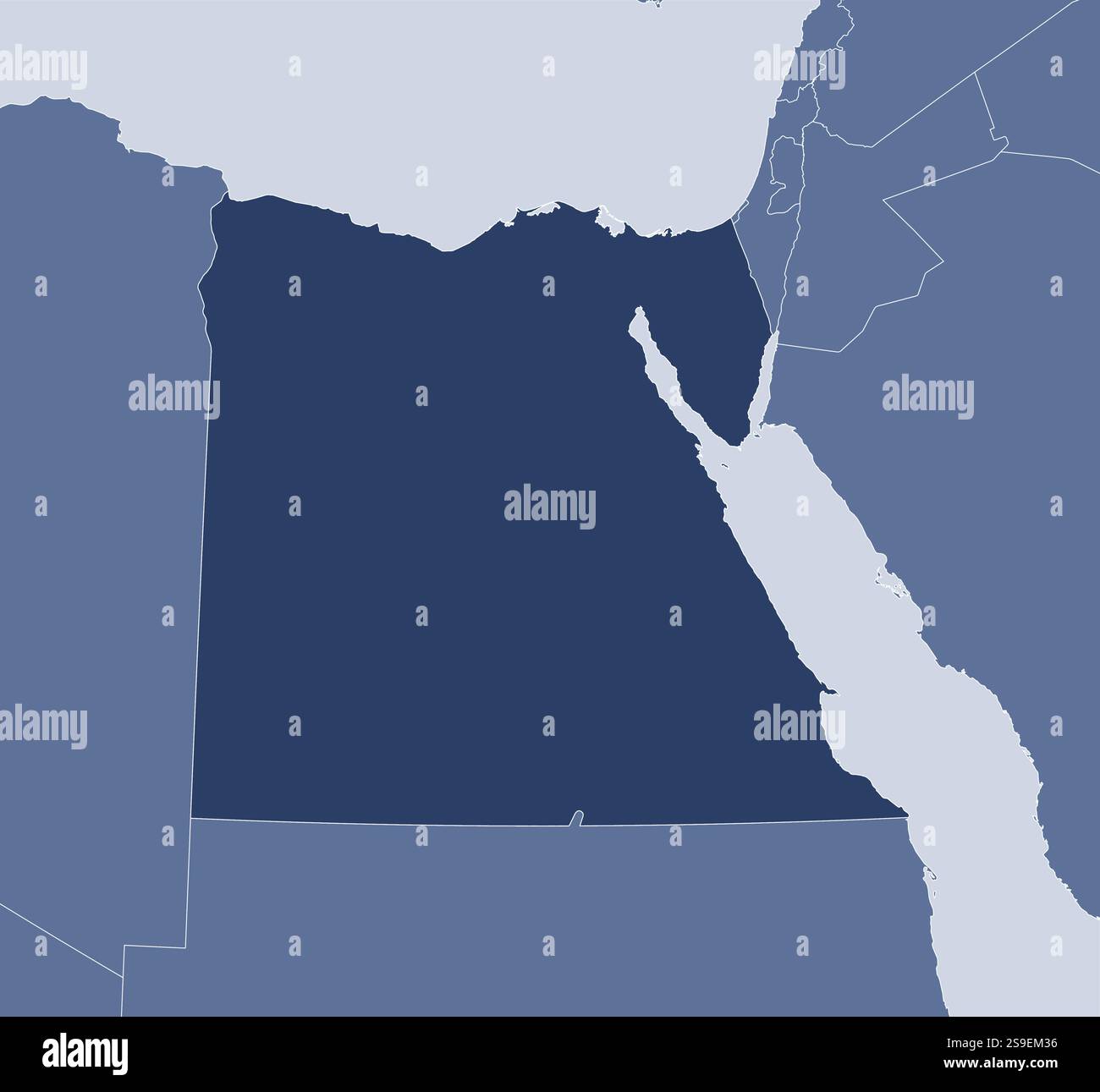 Map of Egypt and nearby countries, Egypt is highlighted Stock Vector ...