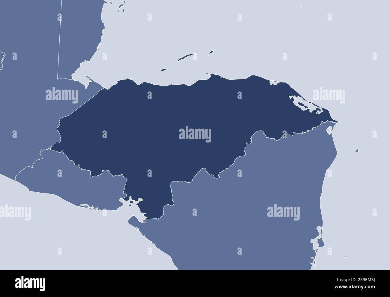 Map of Honduras and nearby countries, Honduras is highlighted Stock ...