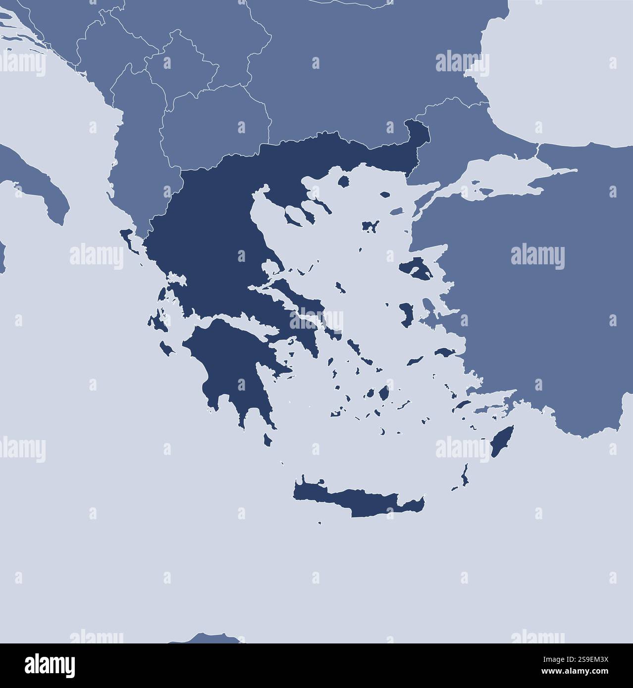 Map of Greece and nearby countries, Greece is highlighted Stock Vector ...