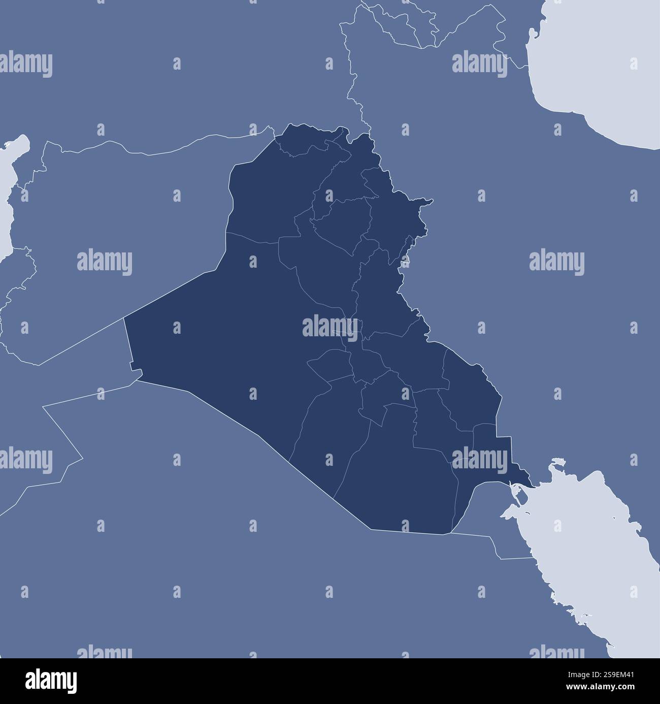 Map of Iraq and nearby countries, Iraq is highlighted Stock Vector ...