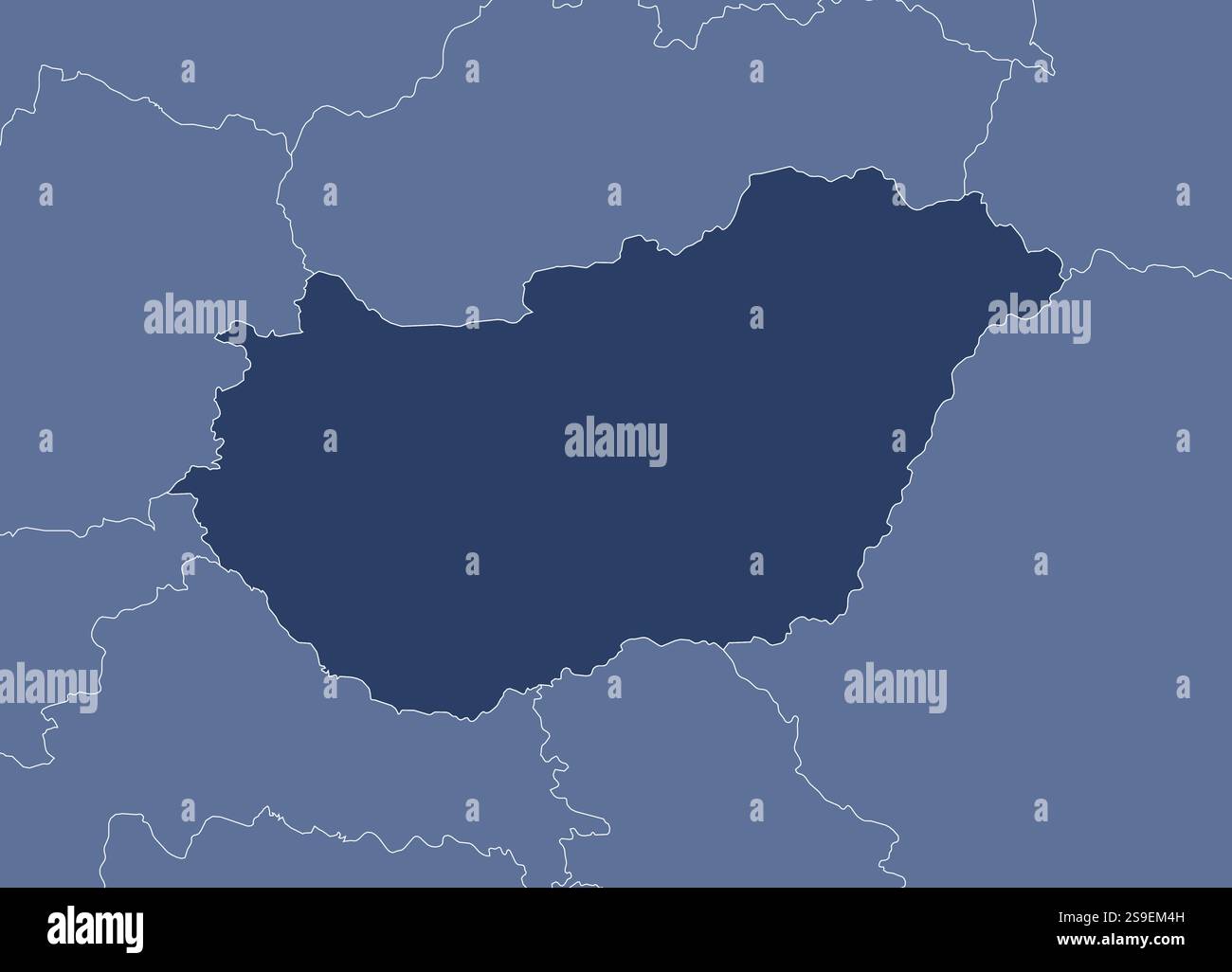 Map of Hungary and nearby countries, Hungary is highlighted Stock ...