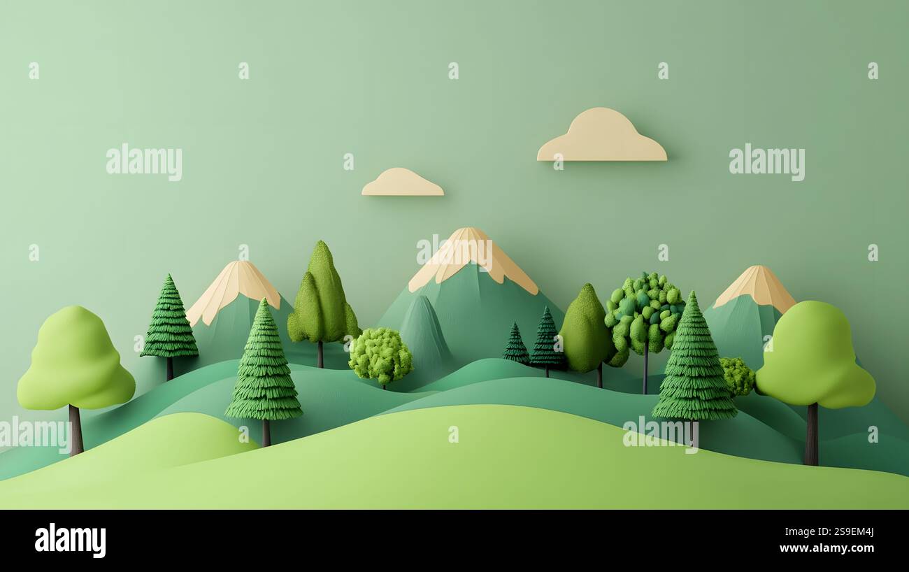 Simplified,minimalist landscape inside a smooth,geometric earth-like ...