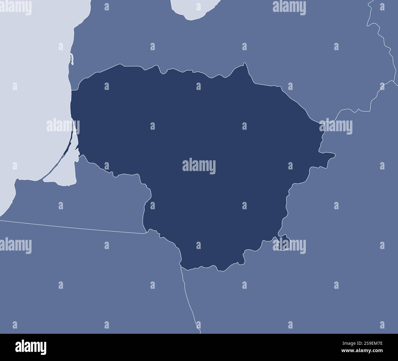 Map of Lithuania and nearby countries, Lithuania is highlighted Stock ...