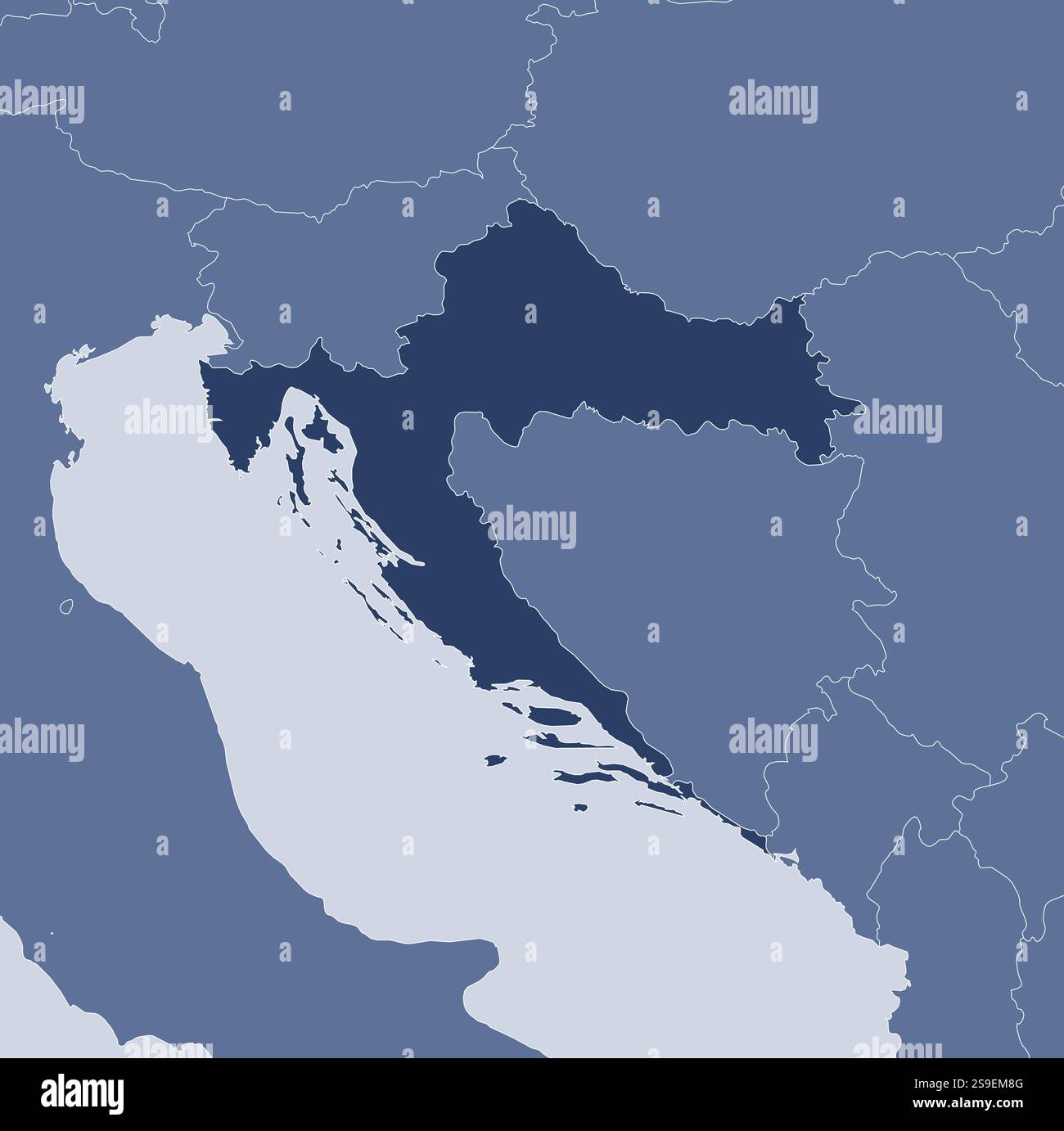Map of Croatia and nearby countries, Croatia is highlighted Stock ...