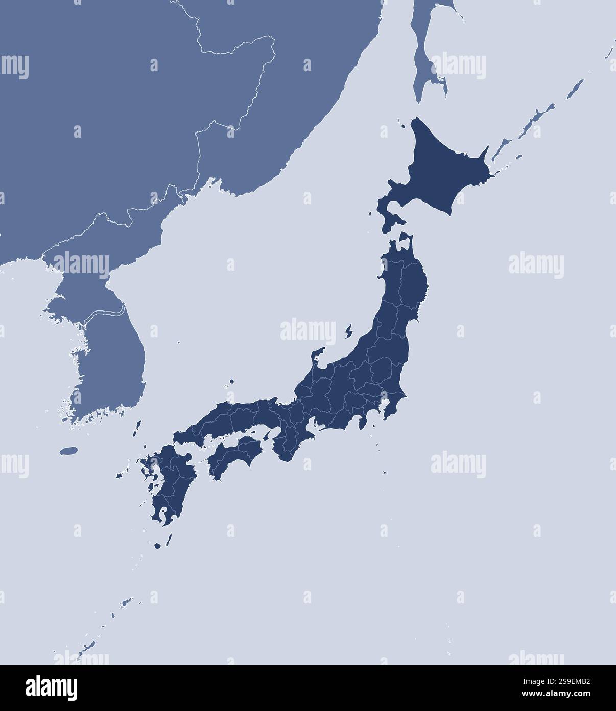 Map of Japan and nearby countries, Japan is highlighted Stock Vector ...