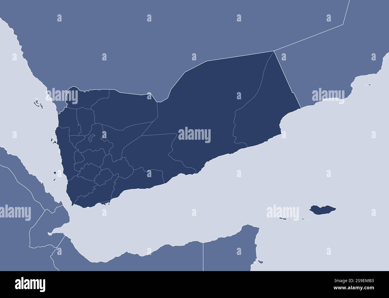 Map of Yemen and nearby countries, Yemen is highlighted Stock Vector ...