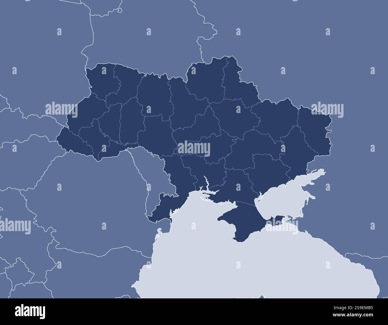 Map of Ukraine and nearby countries, Ukraine is highlighted Stock ...