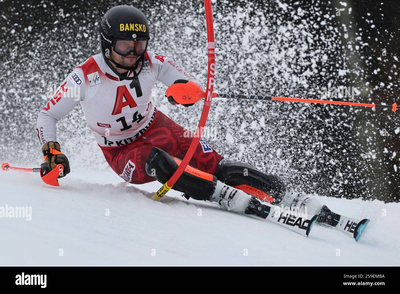 Bulgaria's Albert Popov speeds down the course during an alpine ski ...